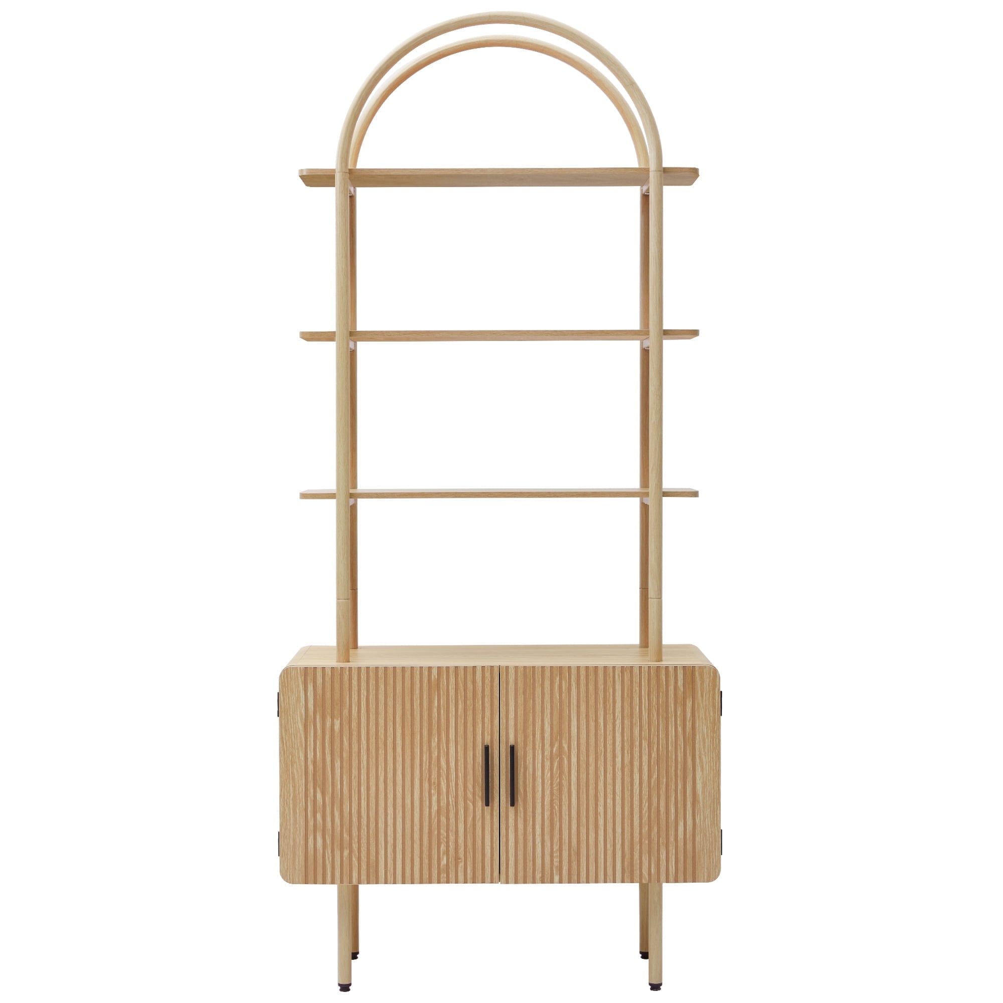LEFHDA 4-Tier Open Display Bookcase, 71" Tall Fluted Arched Bookshelf ...