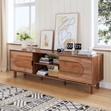 LEFHDA 63" Mid Century Modern TV Stand, Wooden Media Console Cabinet ...