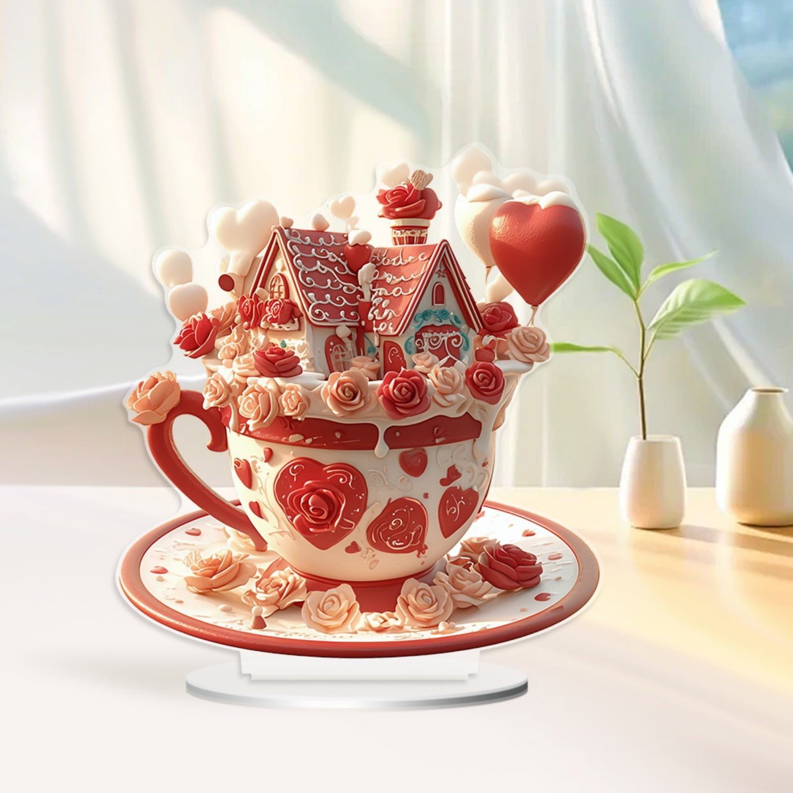 LEFTHIGH Home 2D Valentine's Day Cupcake Acrylic Table Decor Desktop ...