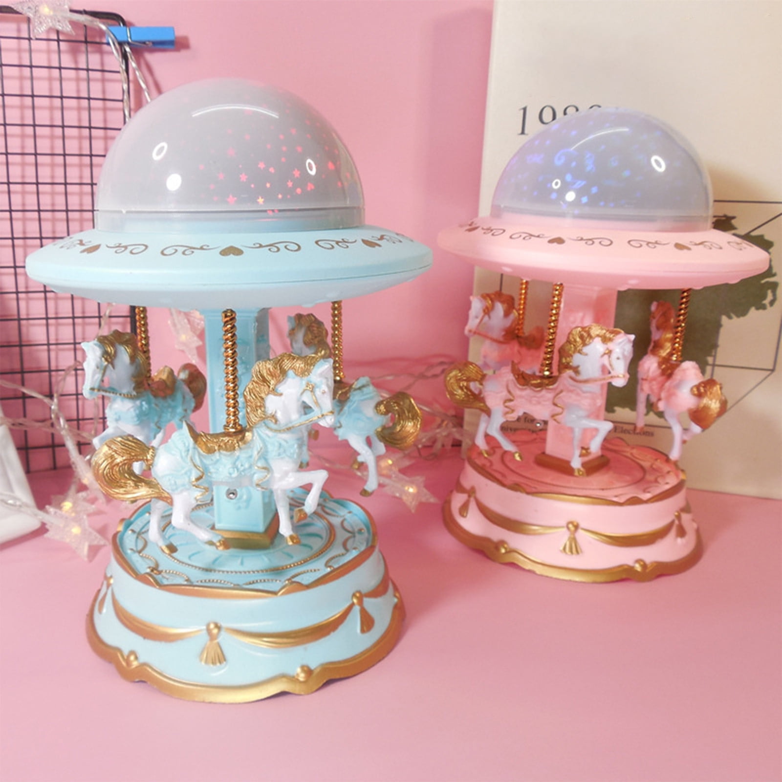 LEFTHIGH Toys Carousel Music Box for Girls Star Projection Lantern ...