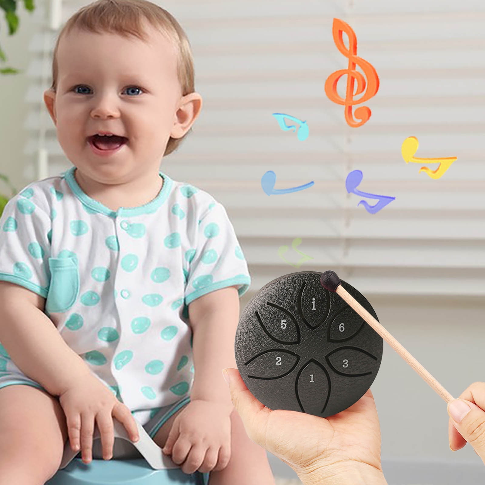 LEFTHIGH Toys Outdoor Rain Drum 3 Inch 6 Tone Mini Steel Tongue Drums ...