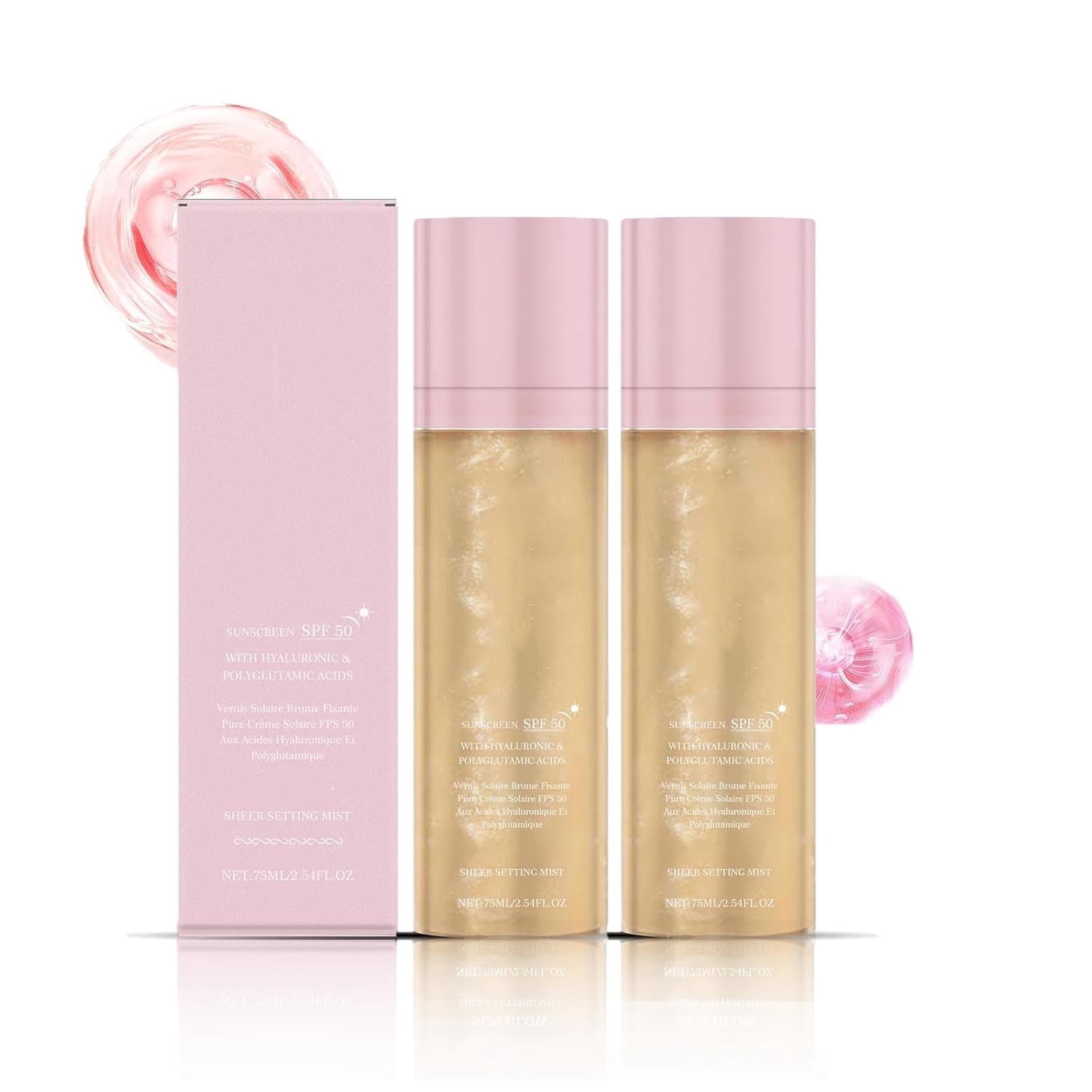 LEFUN Sheer Setting Mist Sunscreen SPF 50 - Hydrating Glow Mist with ...