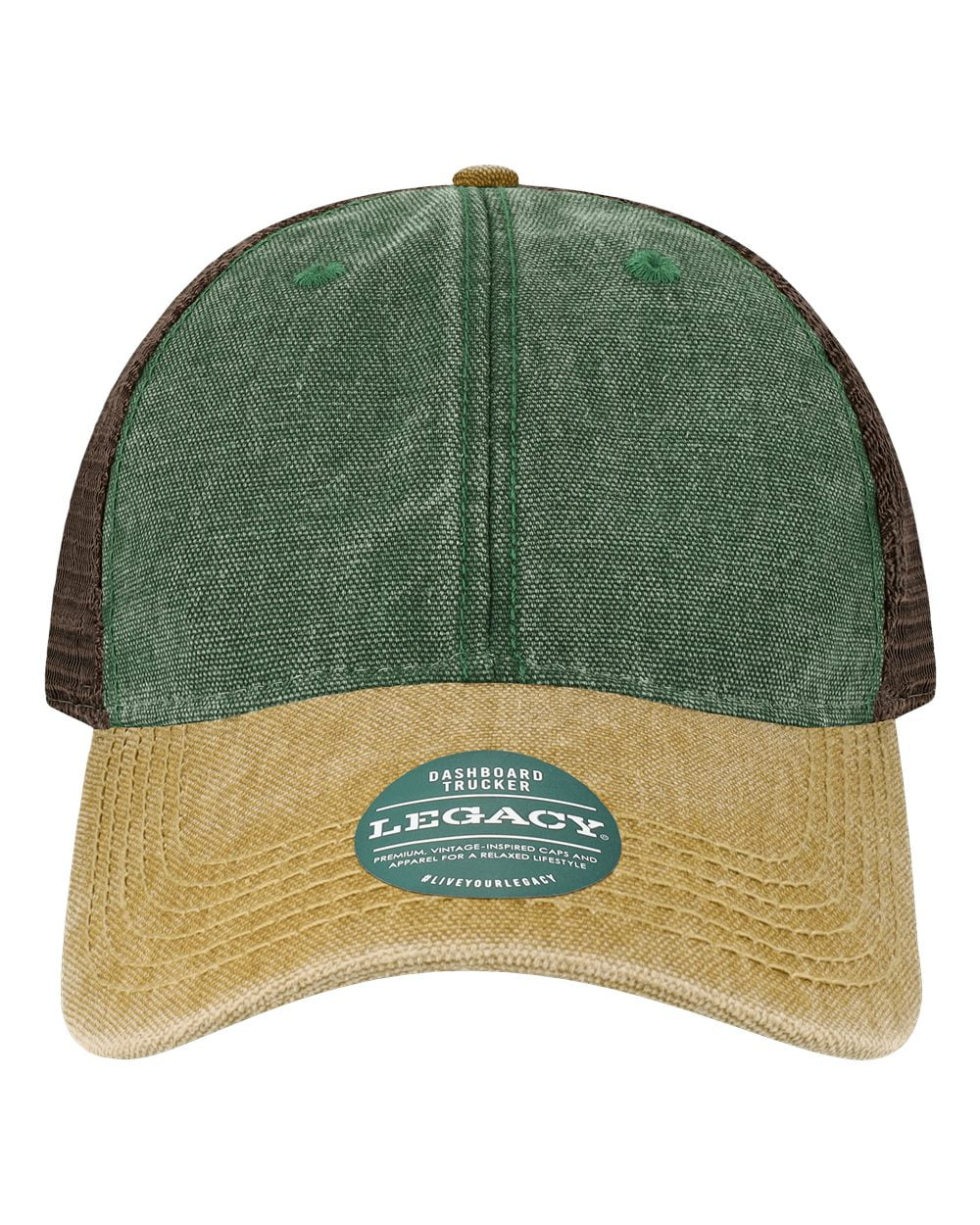 Legacy Dashboard Trucker Cap, Green & Camel - Brown - Adjustable Size - Walmart.com