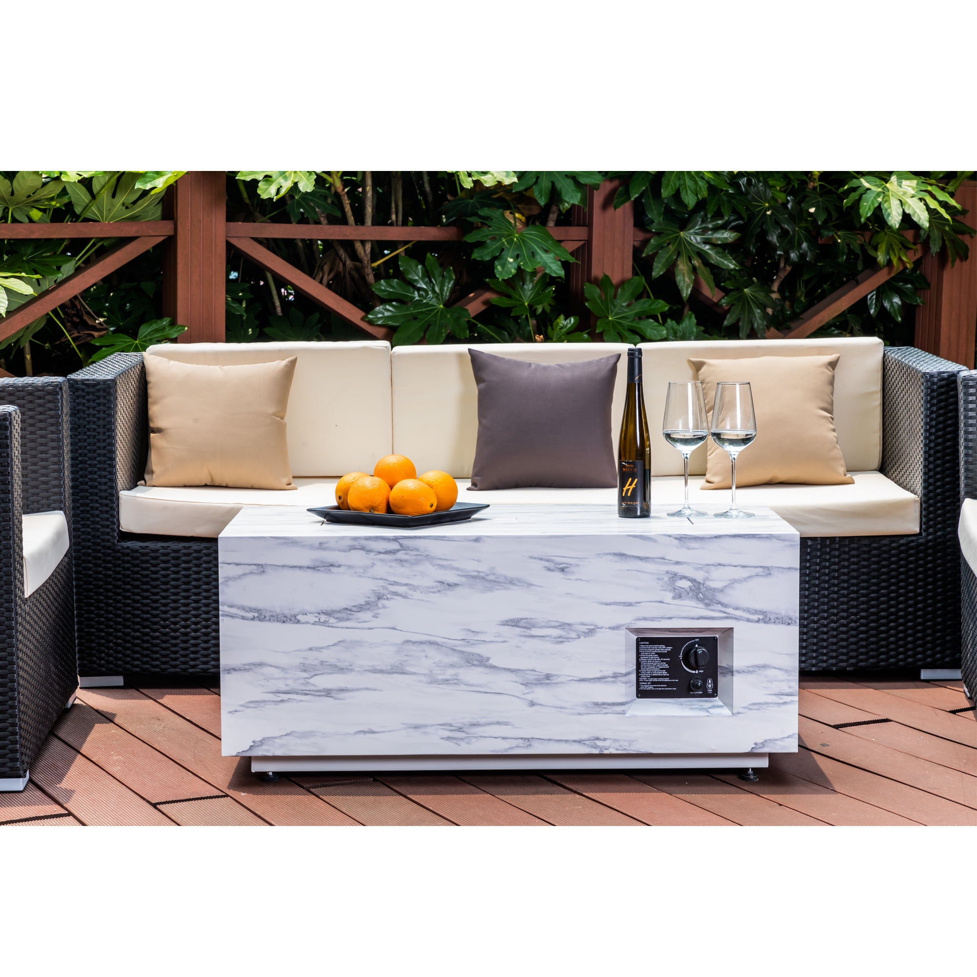 LEGACY HEATING Outdoor 50,000BTU Rectangle Propane Fire Pit Table ...