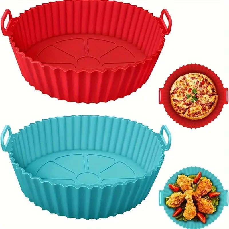 LEGACYCART 2 Pc Round Air Fryer Silicone Liner with Ear Handles ...