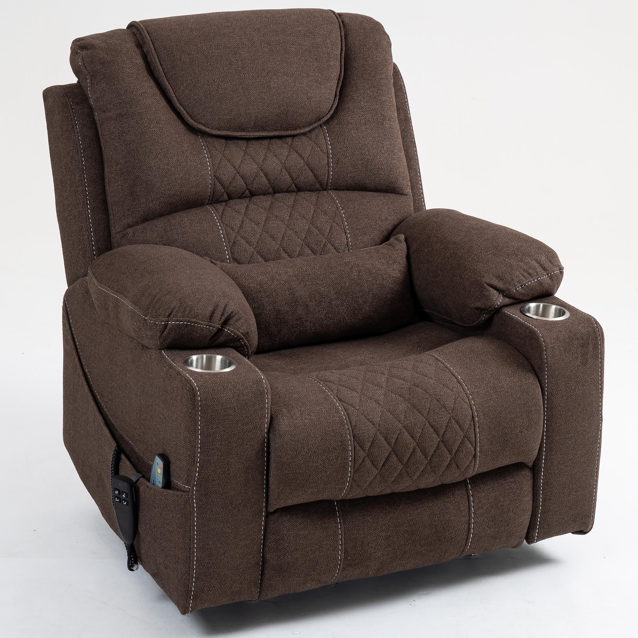 BTMWAY Heated Massage Lift Chair, Extended Leather, 2 Remotes, Side ...