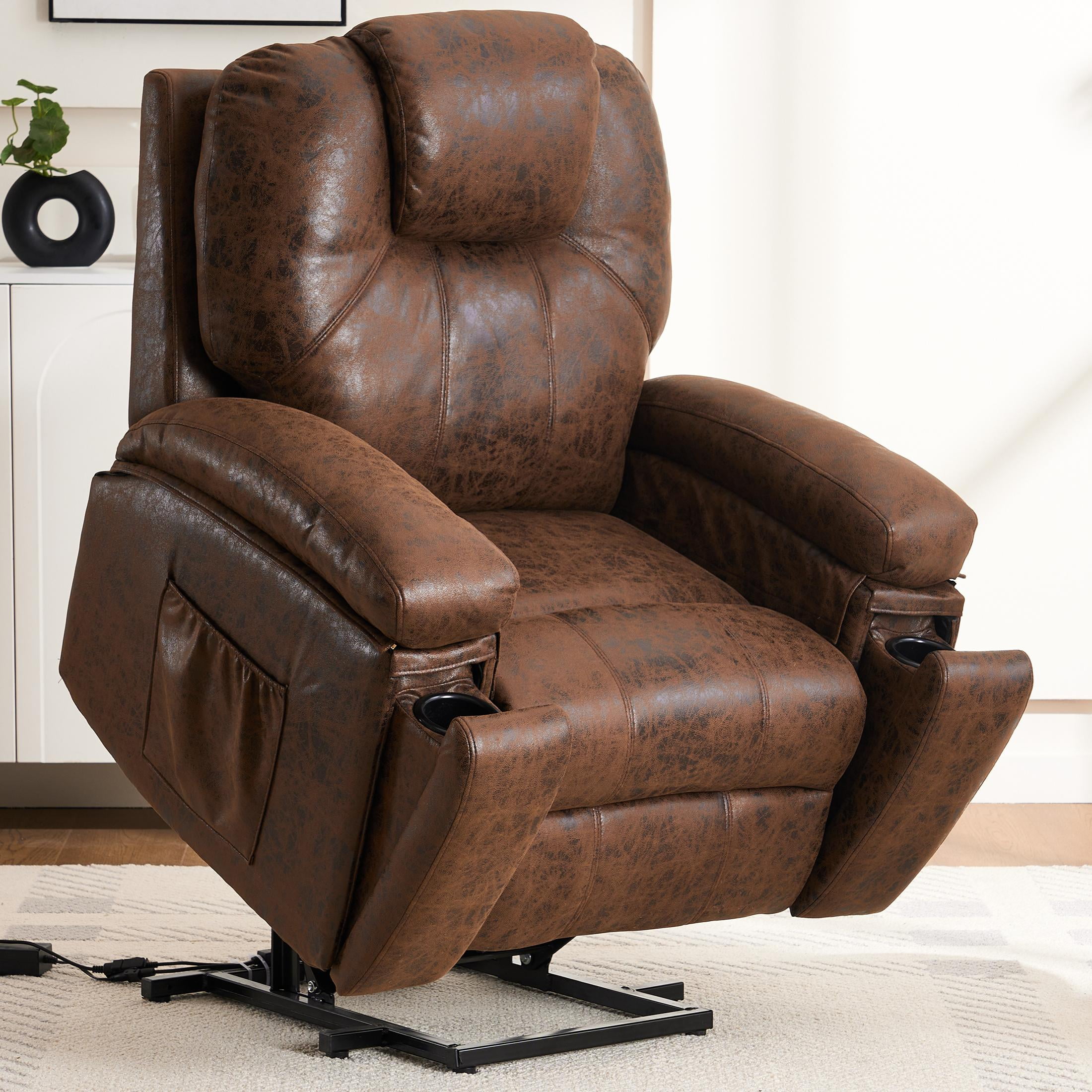 BTMWAY Extra Wide Electric Lift Recliner Chair with Heat Therapy ...