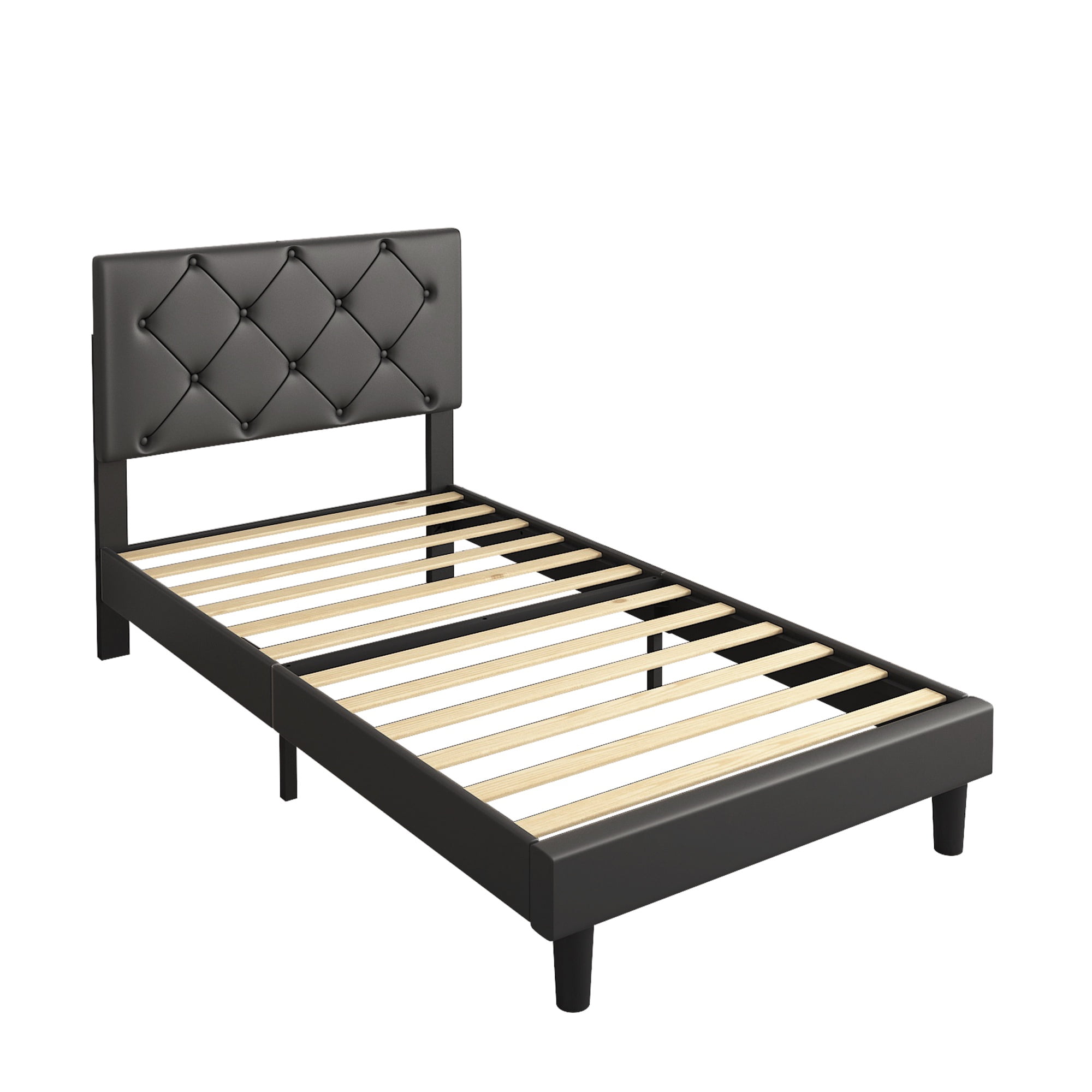 LEGAHOME Twin Size Upholstered Platform Bed, New Upgraded Upholstered ...