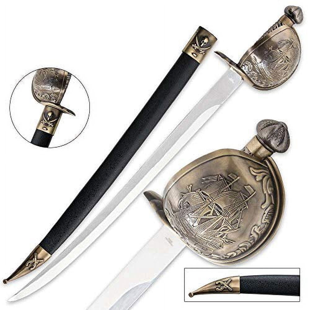 LEGENDS IN STEEL Pirate Cutlass Sword with Ship Hilt and Scabbard ...
