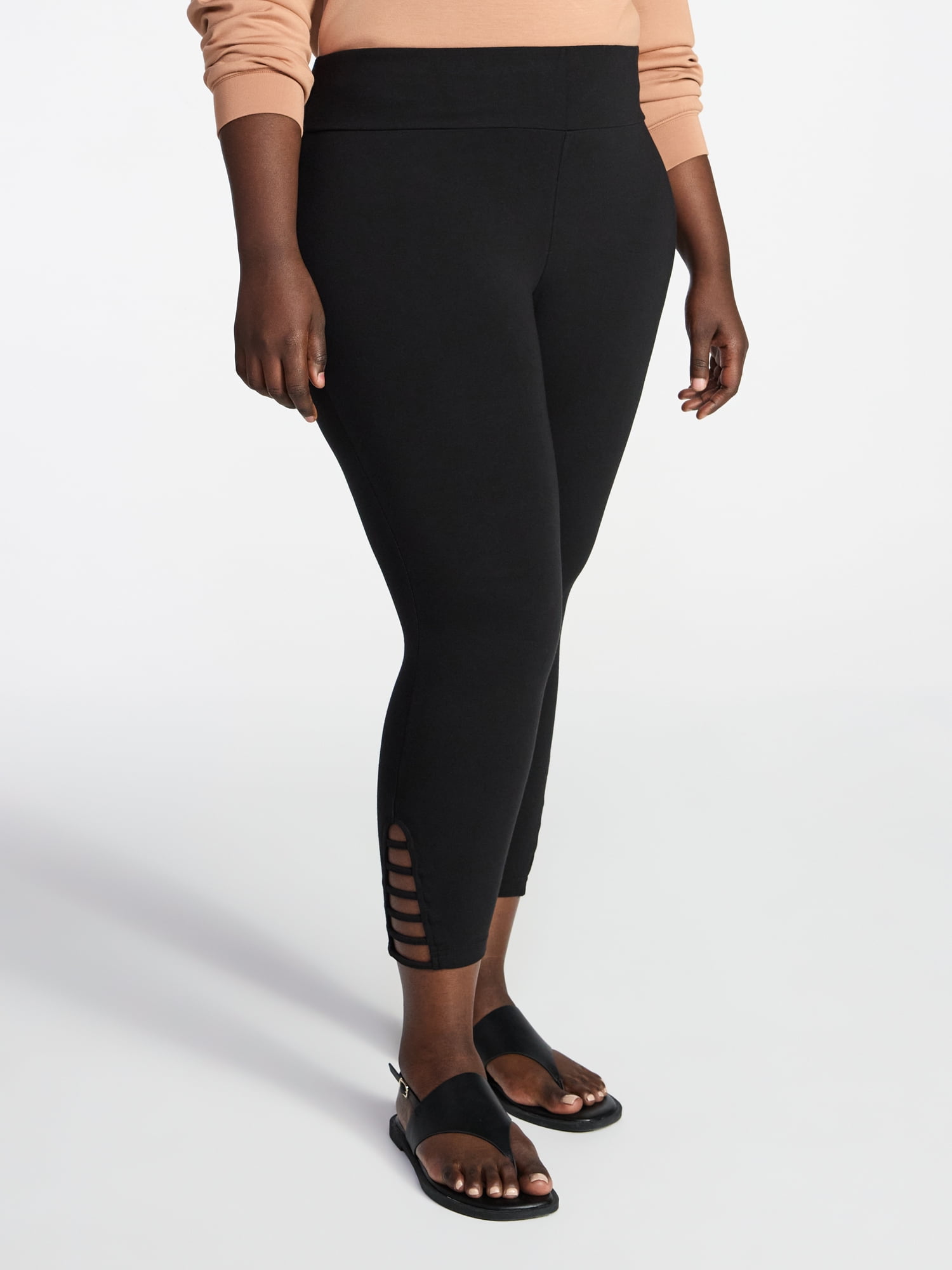 Terra & Sky Women's Plus Size Capri Ladder Leggings, 22" Inseam, Sizes ...
