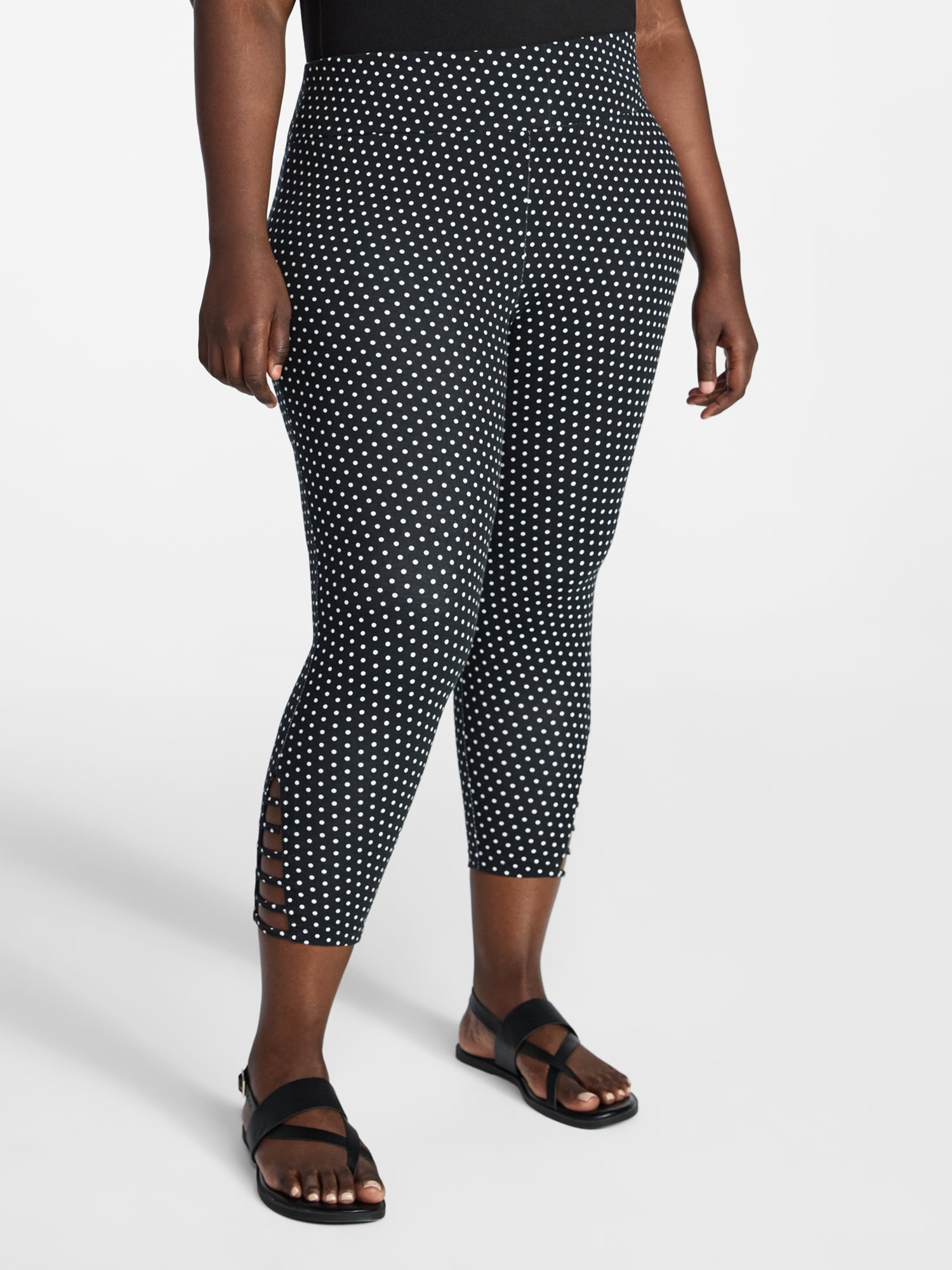 Terra & Sky Women's Plus Size Capri Ladder Leggings, 22" Inseam, Sizes ...