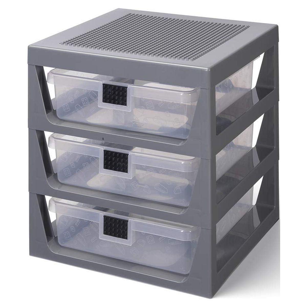 LEGO 3 Drawer Storage Rack Dark Grey - Customizable Toy Storage Unit ...