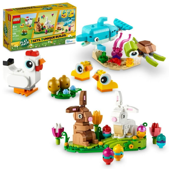 LEGO Creator Animal Play Pack Kit with Rabbits & Chickens Set 66747 ...