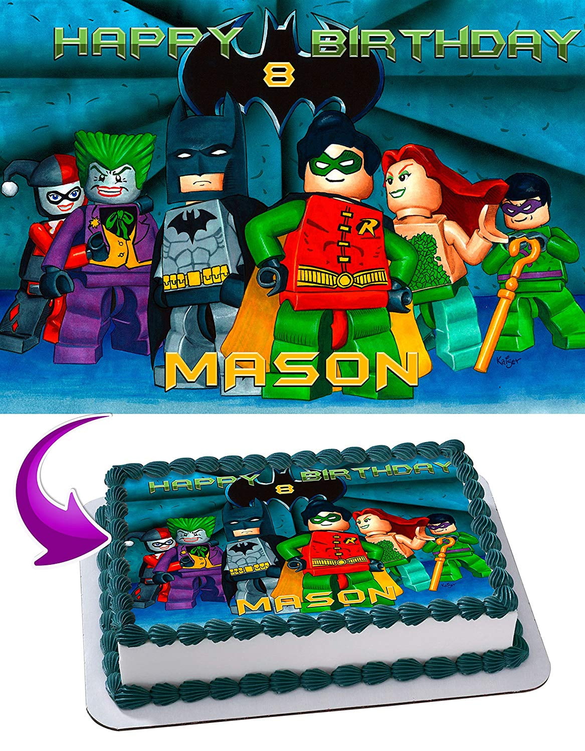 LEGO Batman Robin Joker - Edible Cake Topper - 11.7 x 17.5 Inches 1/2 ...