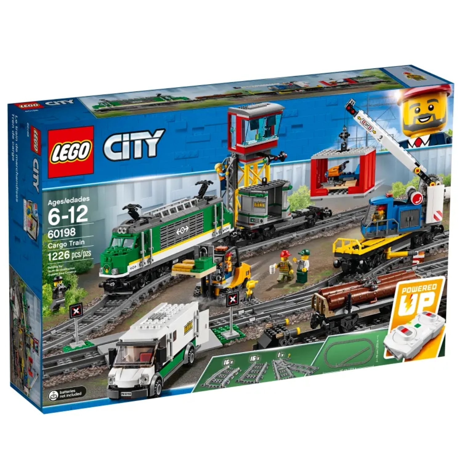 LEGO City Cargo Train, Remote Control Train Set with Tracks, 1226 ...