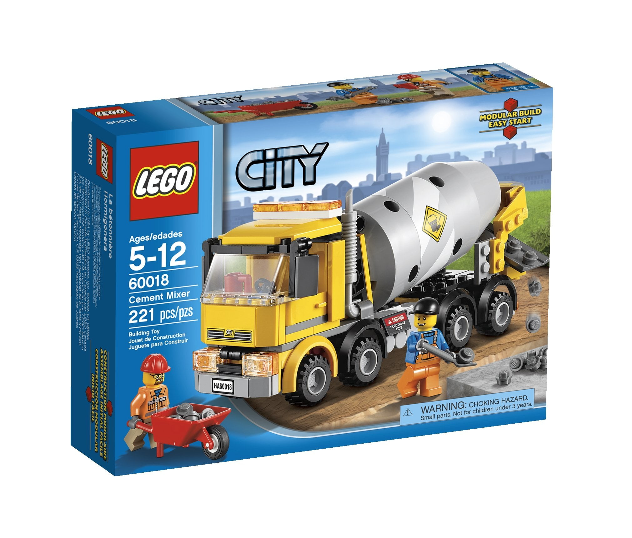 LEGO City Cement Mixer Building Set, 221 Pieces, Rotating Drum, Mini ...