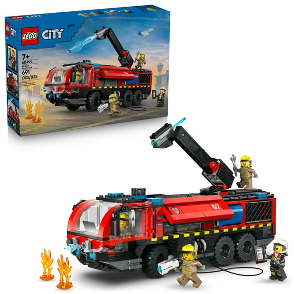 LEGO City Airport Fire Truck Kids Building Toy - Pretend Play Emergency ...