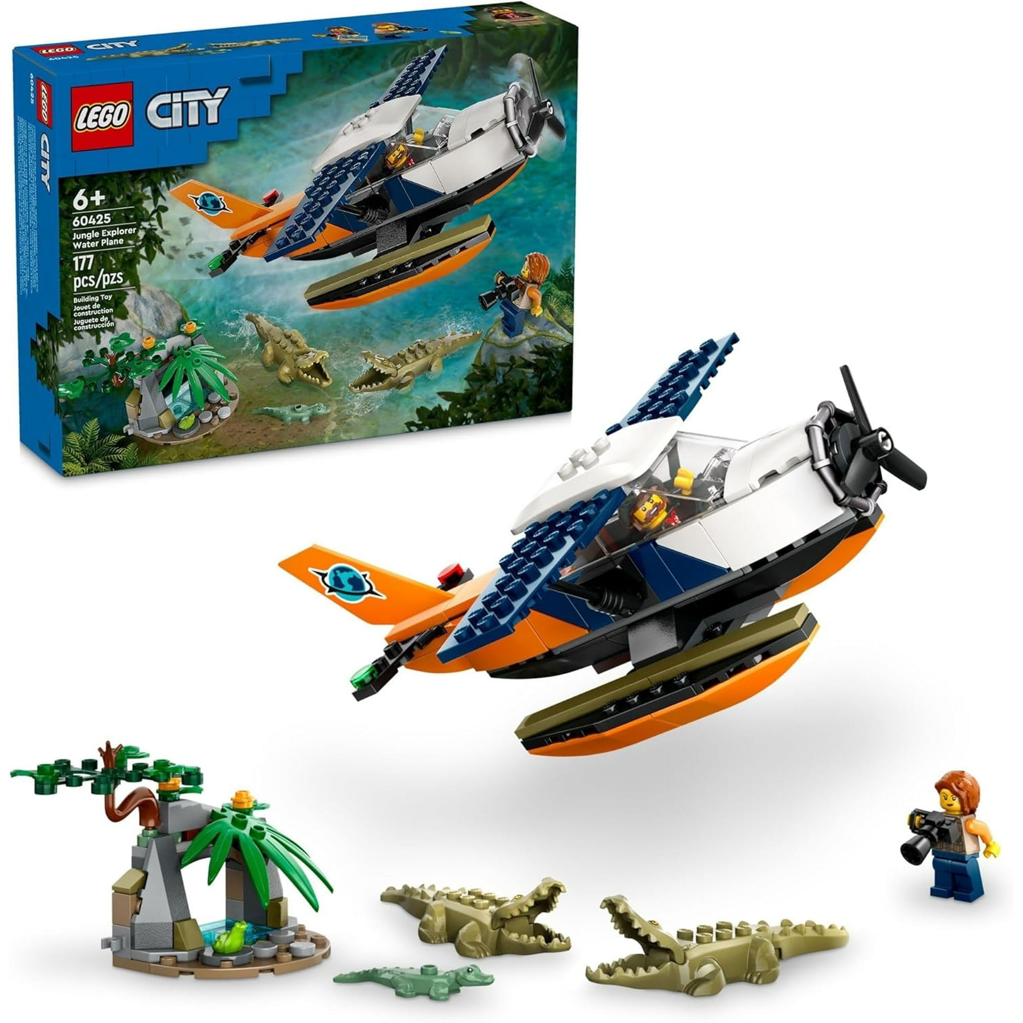 LEGO City Jungle Explorer Water Plane Toy, Seaplane with Minifigures ...