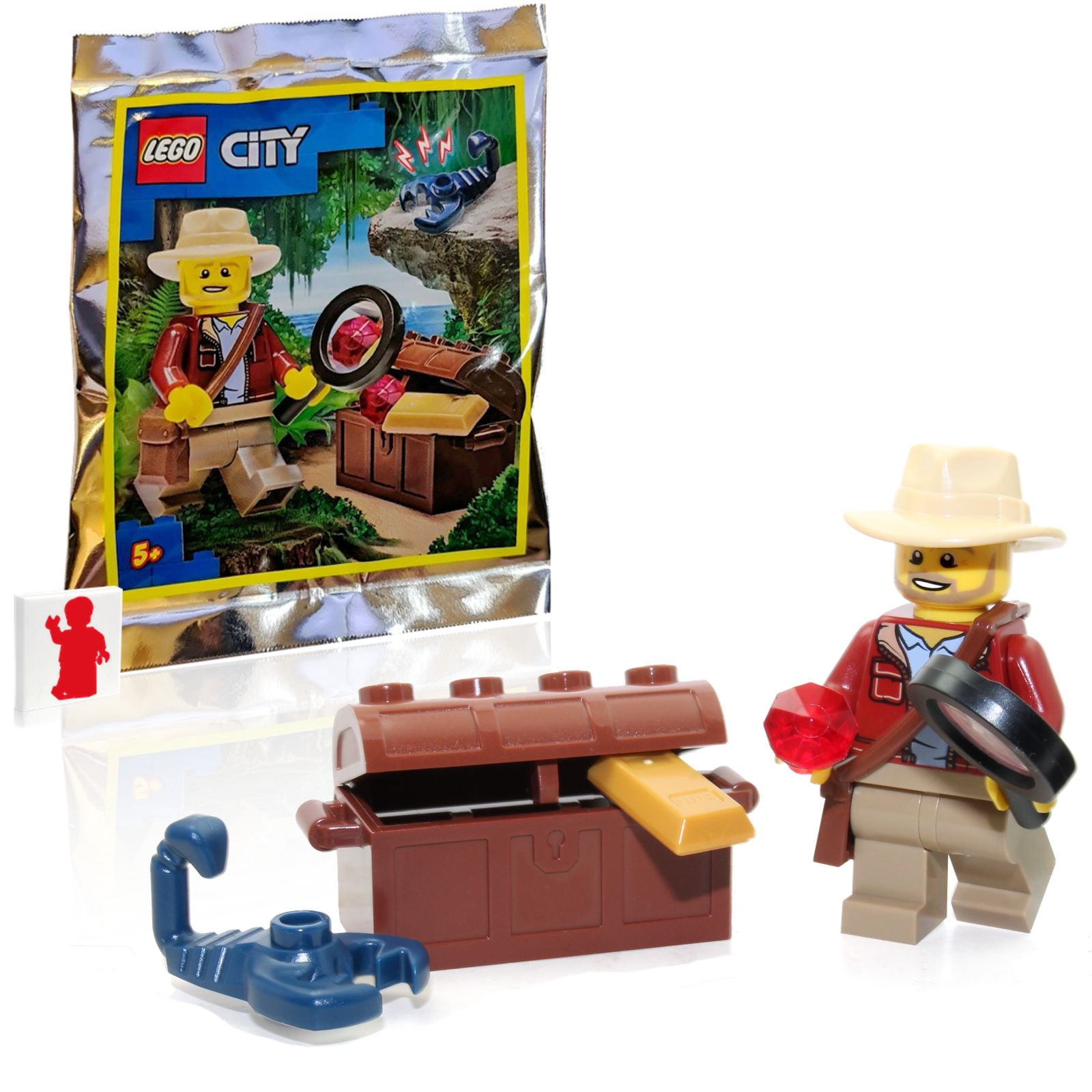 LEGO City Jungle Explorer with Fedora Hat, Treasure Chest and Scorpion ...