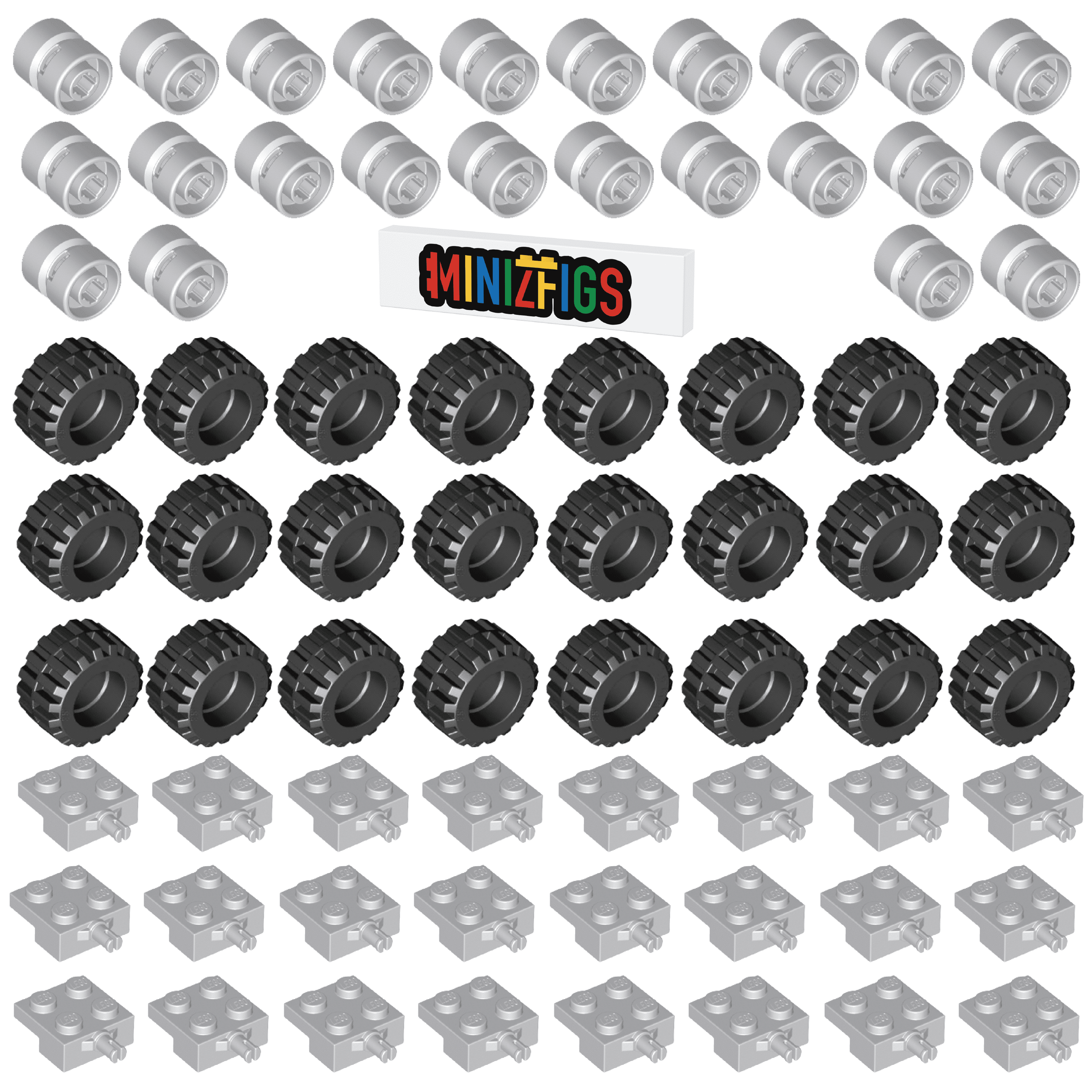 LEGO City - Wheel, Tire and Axle-Set Grey - 72 Pieces. Delivery as ...