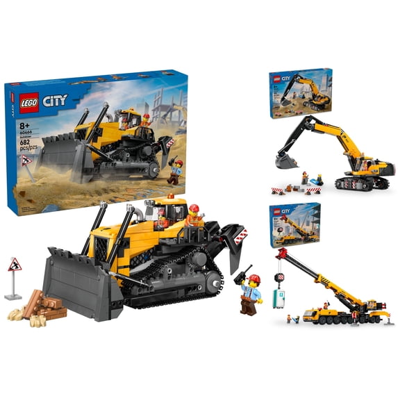 LEGO City Yellow Construction Bundle: Excavator, Bulldozer, and Crane ...