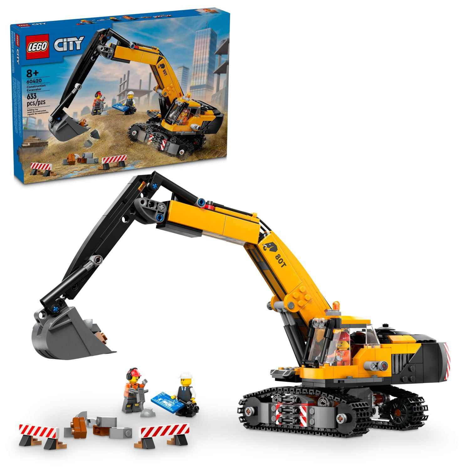 Free Shipping! LEGO Construction Toy, Yellow Excavator with 633 Pieces ...