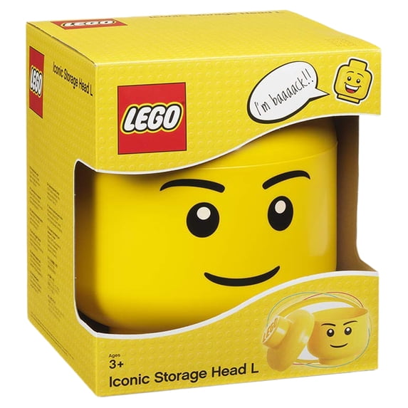 LEGO Large Boy Iconic Storage Head - Stackable Organizer for Kids ...