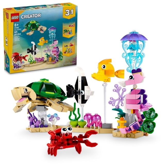 LEGO Creator 3 in 1 Sea Animals Toys Building Set for Kids, Transforms ...