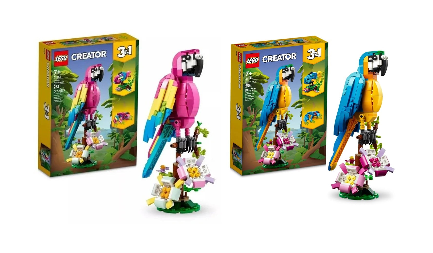 LEGO Creator 3-in-1 Exotic Pink Parrot Set 31144 and 31136 – Builds ...
