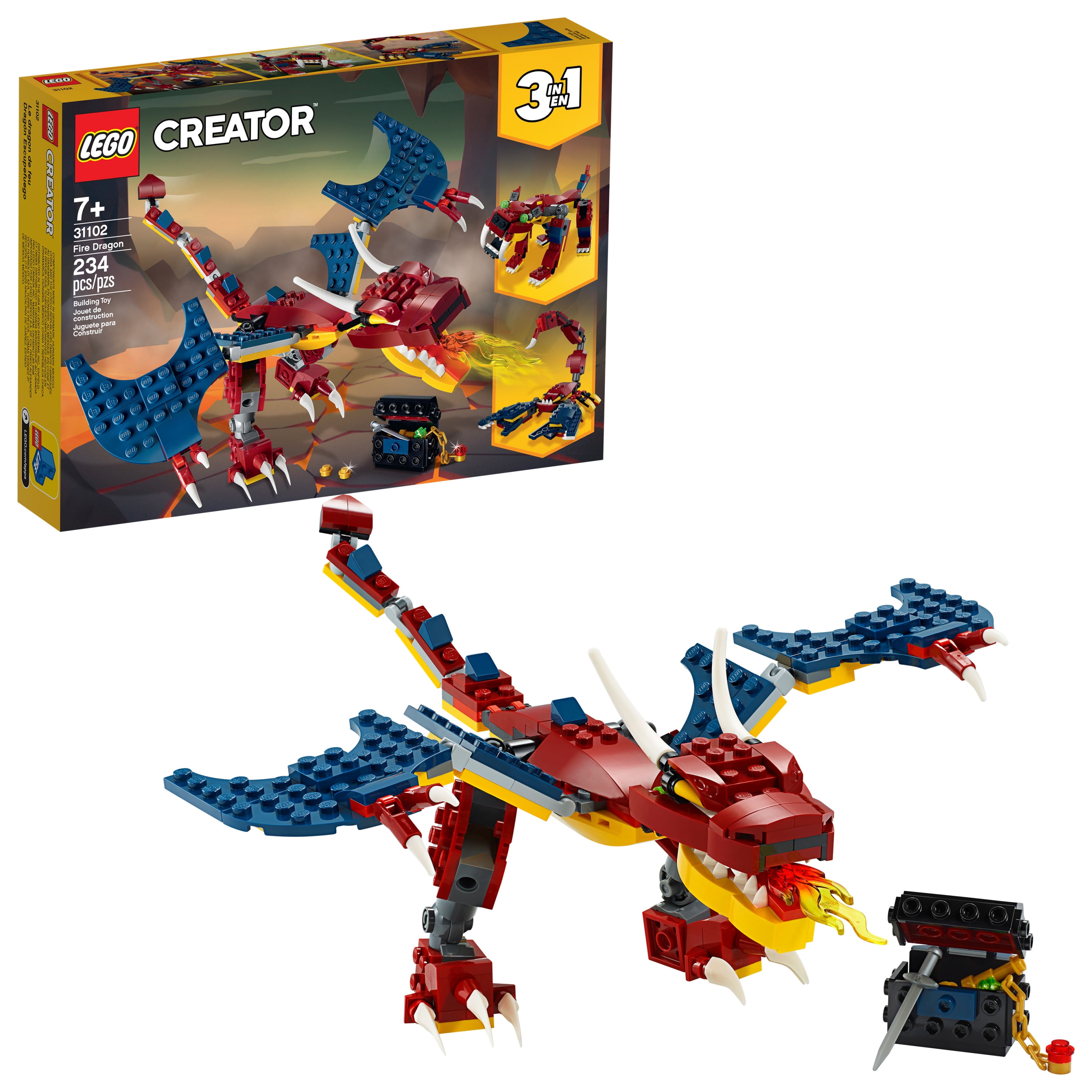 LEGO Creator 3in1 Fire Dragon 31102 Building Kit for Kids (234 Pieces ...