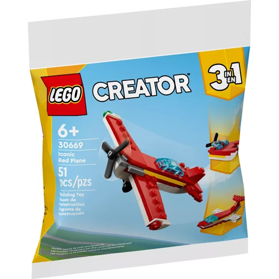 LEGO Creator 3in1 Red Plane Polybag, Build Jet, Plane or Speedboat Toy ...