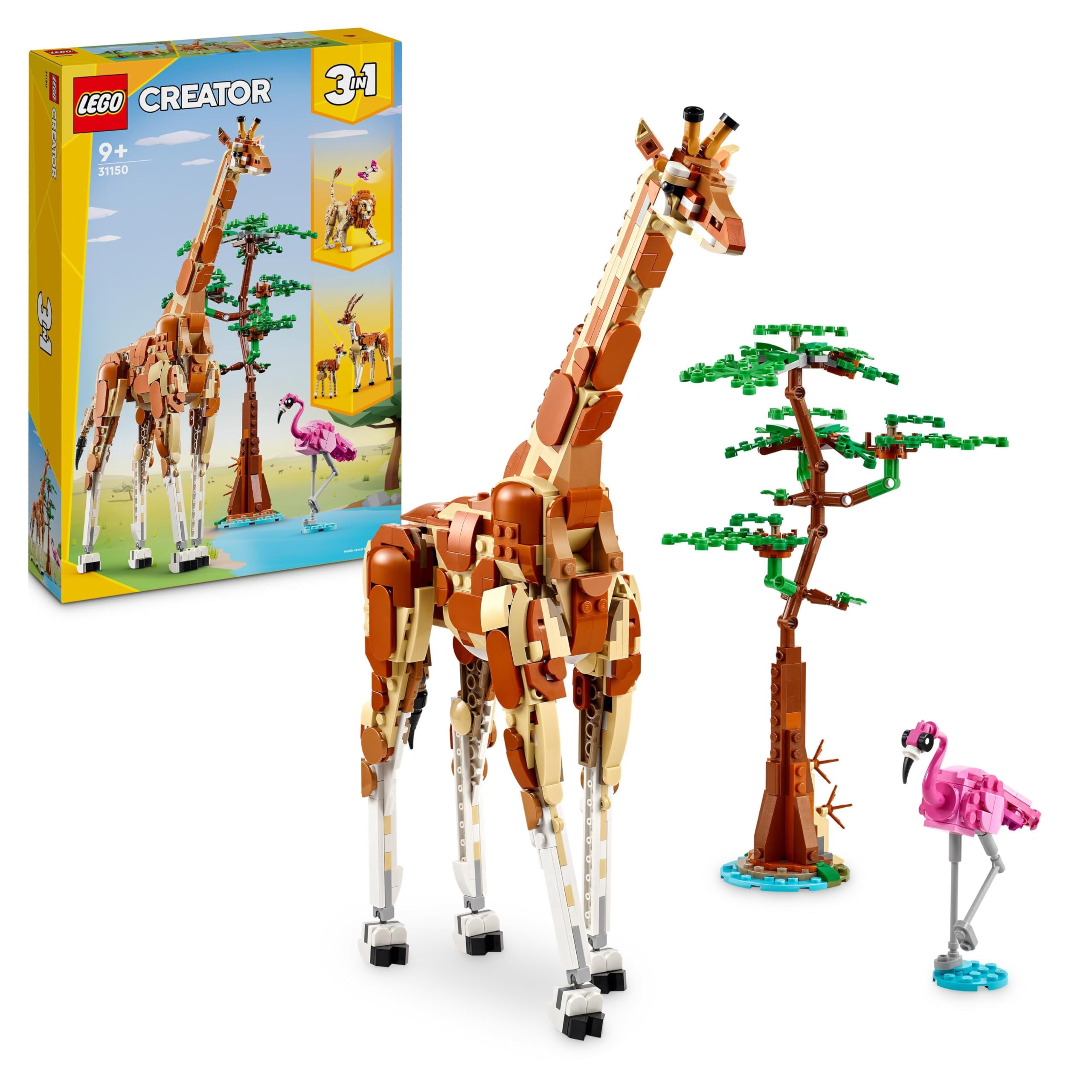 LEGO Creator 3in1 Wild Safari Animals, Giraffe Toy to Gazelle Figures ...