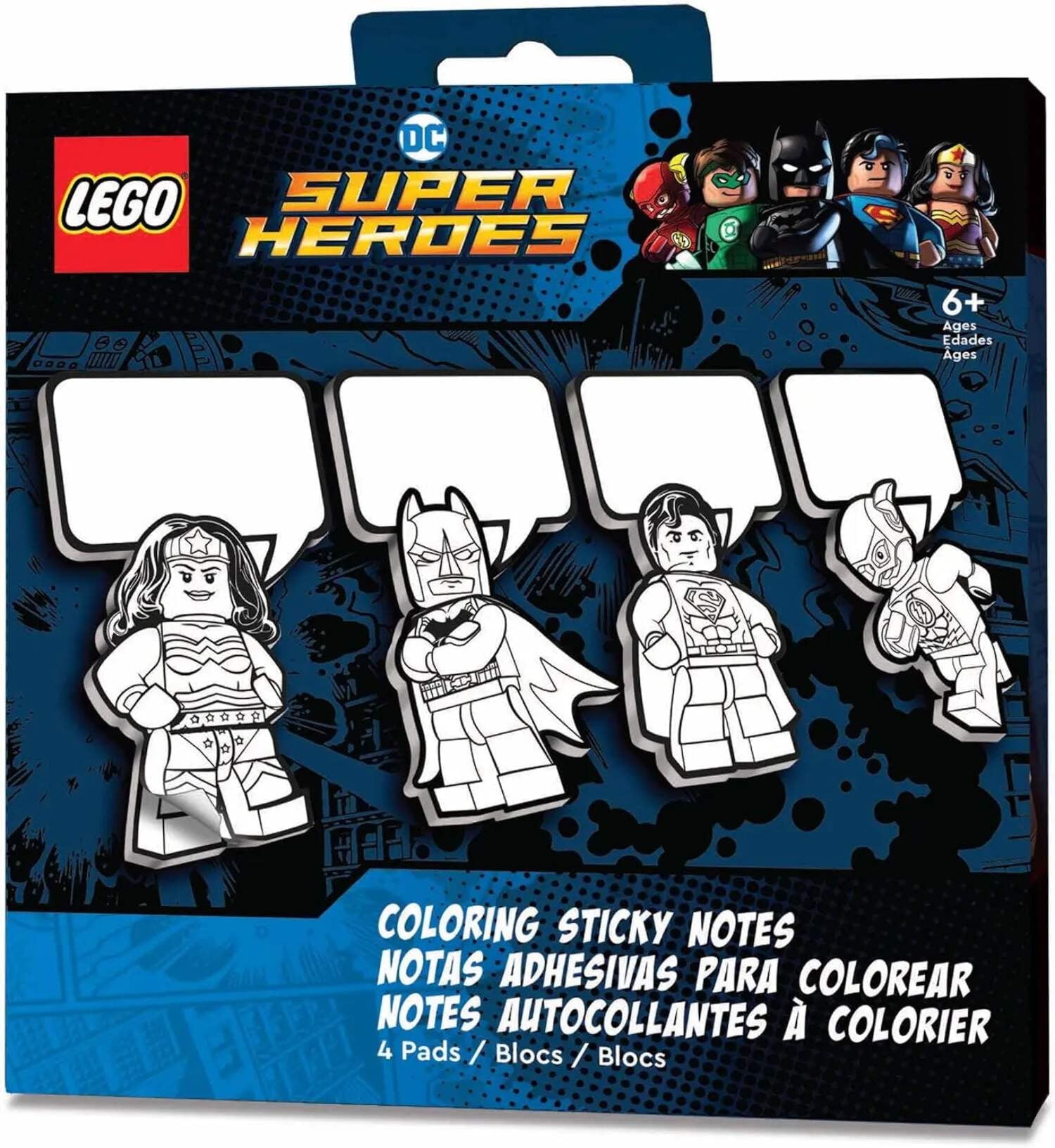 LEGO DC Sticky Notes Batman Stationery with 4 Pads of Sticky Notes, 2. ...