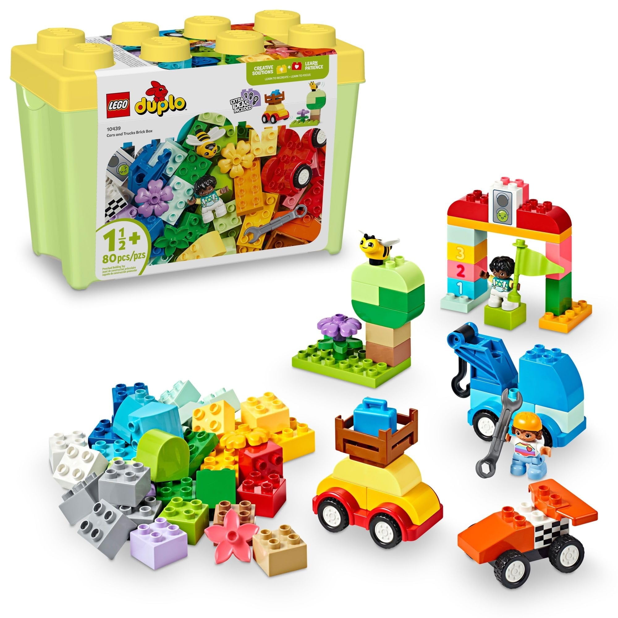 LEGO DUPLO Classic Cars & Trucks Brick Box Playset 10439, 80 pcs ...