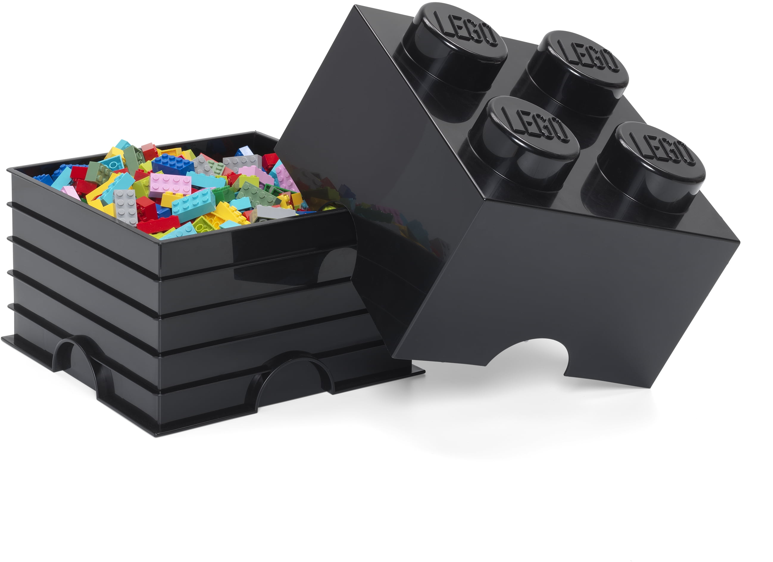LEGO Desk Drawer 4 Knobs Stackable Storage Box | Black - Walmart.com