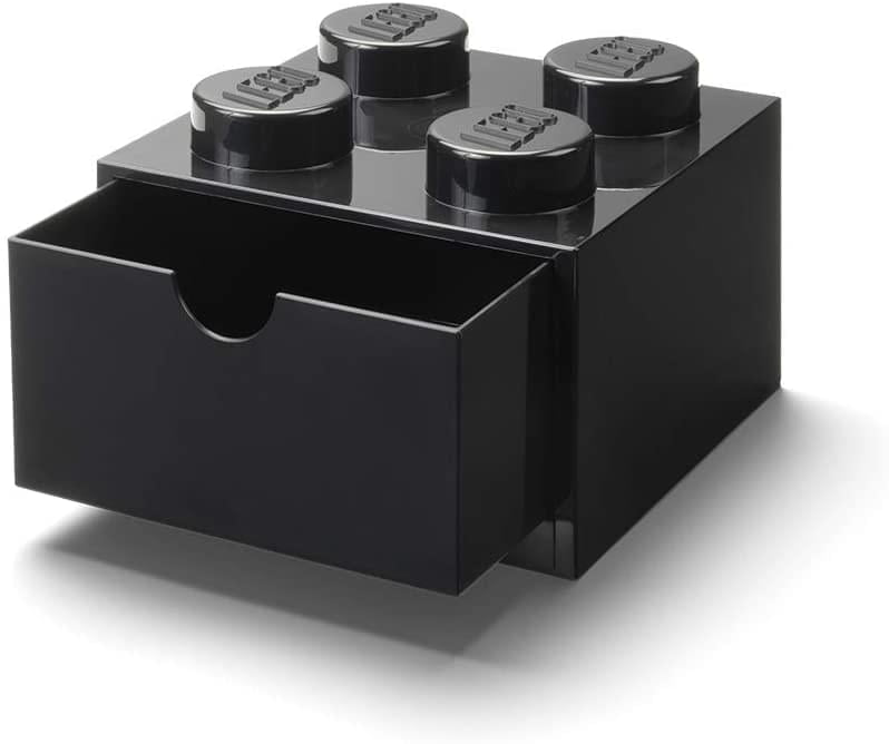 LEGO Desk Drawer Stackable Storage, Black Plastic Organizer with 4 ...