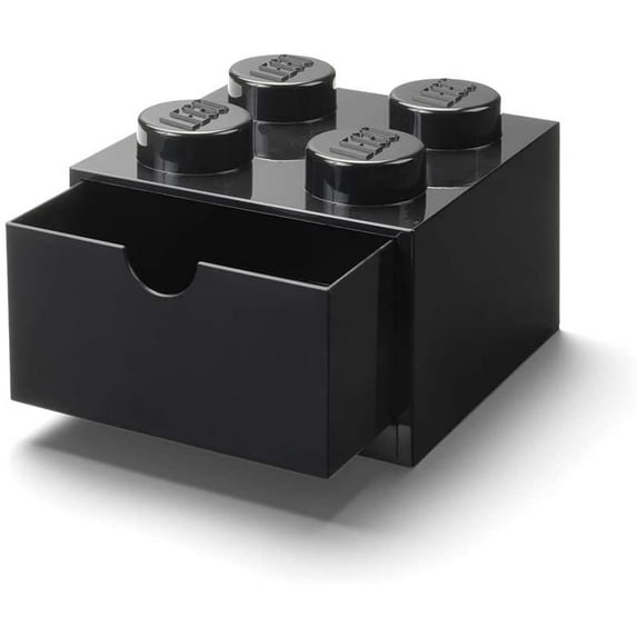LEGO Desk Drawer Stackable Storage, Black Plastic Organizer with 4 ...