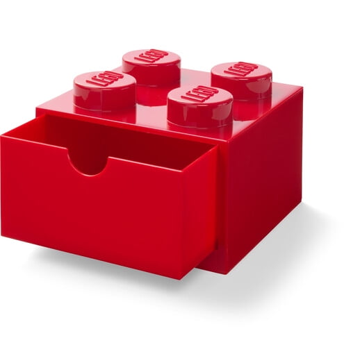 LEGO Desk Drawer Stackable Storage with 4 Knobs, in Red - Walmart.com