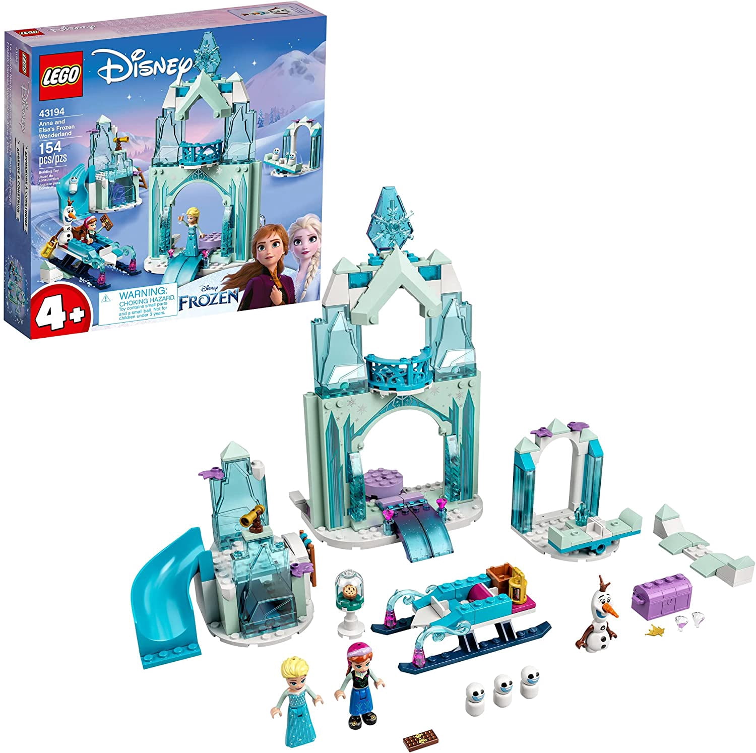 LEGO Disney Frozen Anna and Elsa’s Ice Castle Toy, Princess Mini-Doll ...
