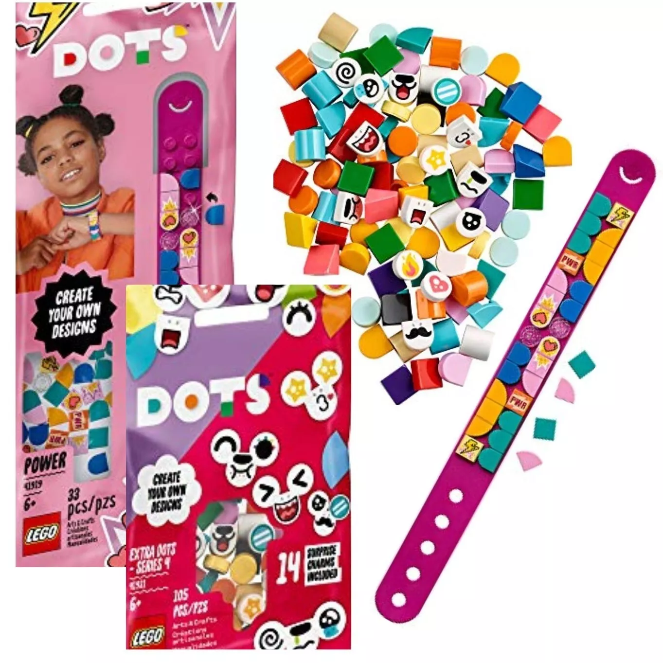 LEGO Dots Bracelet Bundle Kit: Power Bracelet & Extra Dots Series 4 ...