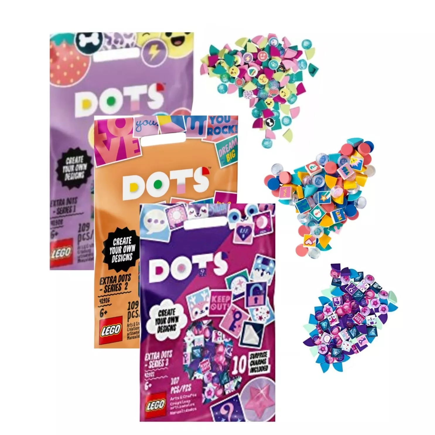 LEGO Dots Extra Packs Big Bundle: Extra Dots Series 1,2, and 3 41908 ...