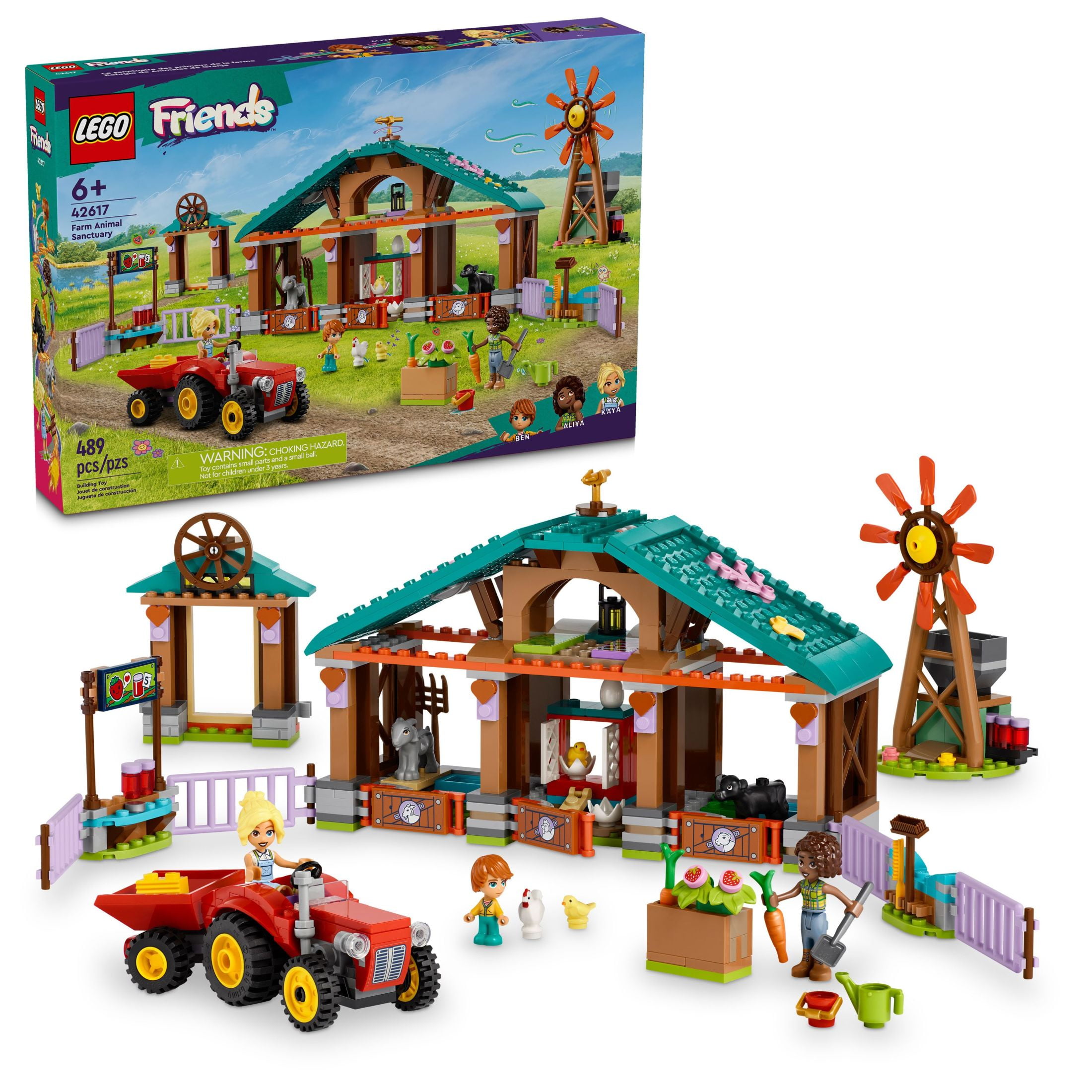 LEGO Friends Farm Animal Sanctuary and Tractor Toy, Gift Idea for Kids ...