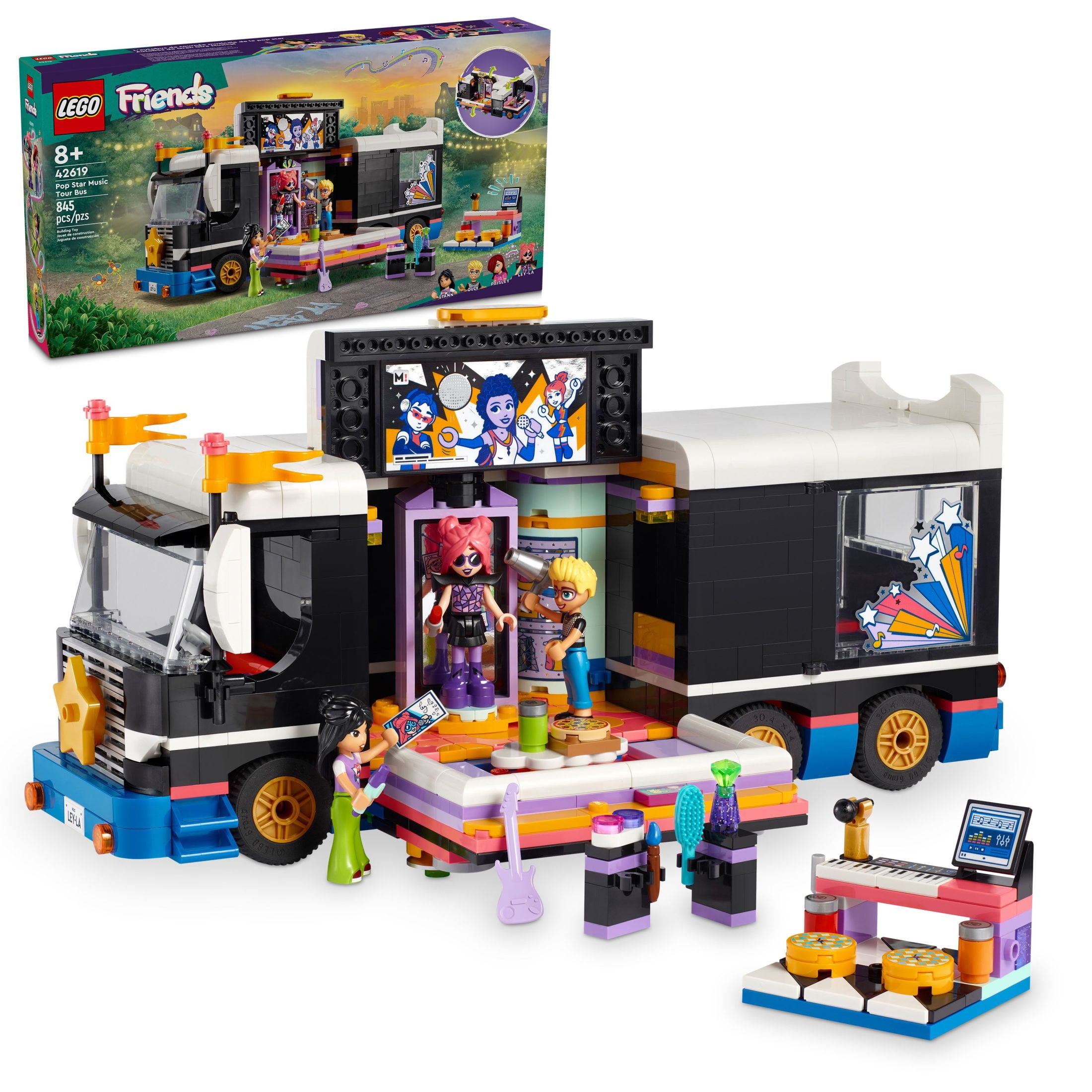 LEGO Friends Pop Star Music Tour Bus Play Together Toy, Social ...