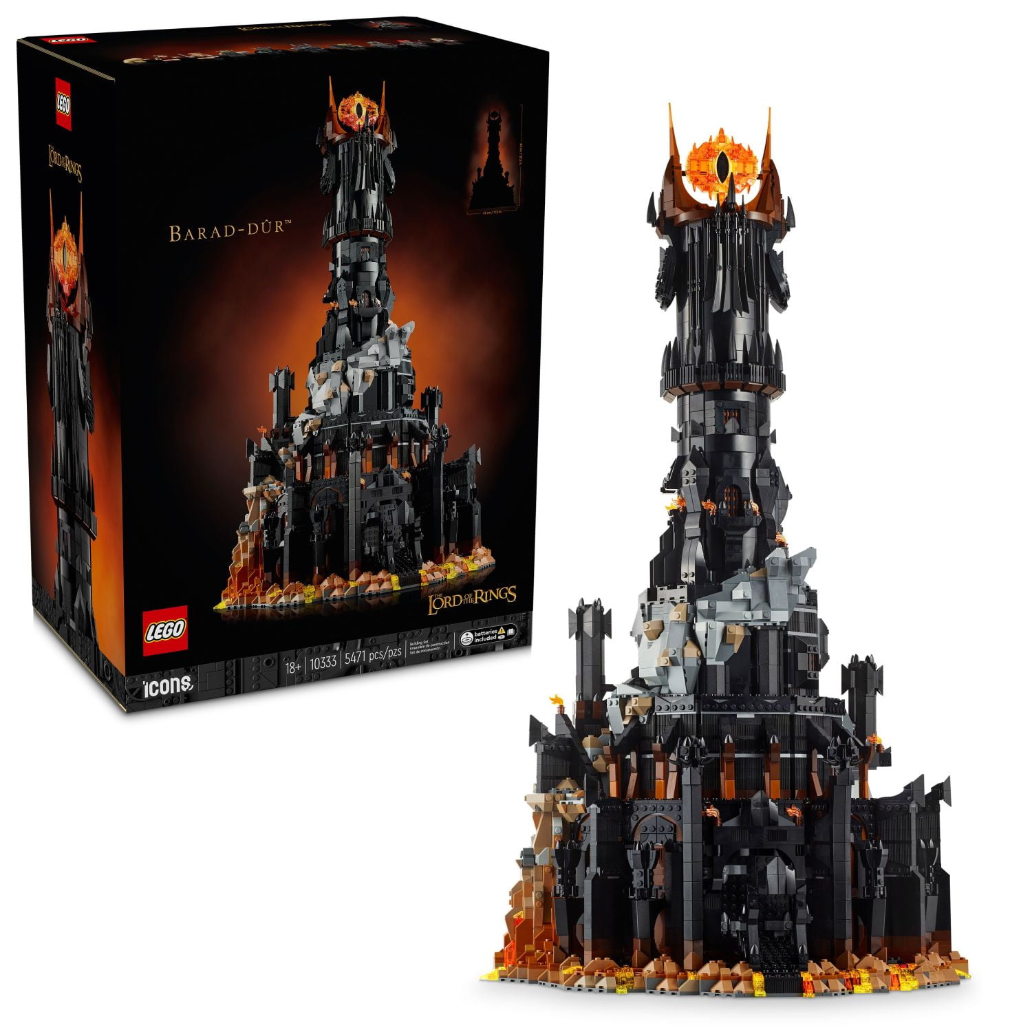 LEGO Icons Lord of the Rings Barad-dûr Building Set for Adults - Lord ...