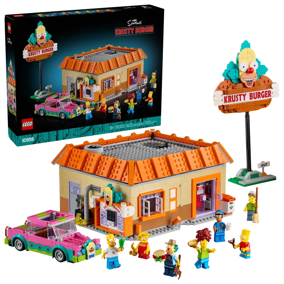 LEGO® Icons The Simpsons™: Krusty Burger 10352 Building Set ...