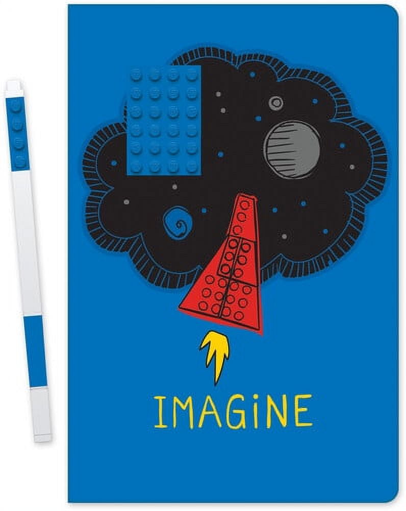 LEGO Imagine Notebook, with Blue 4X6 Embedded Brick and Blue Gel Pen ...