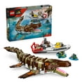 LEGO Jurassic World Brick-Built Mosasaurus Boat Mission Dinosaur Toy ...