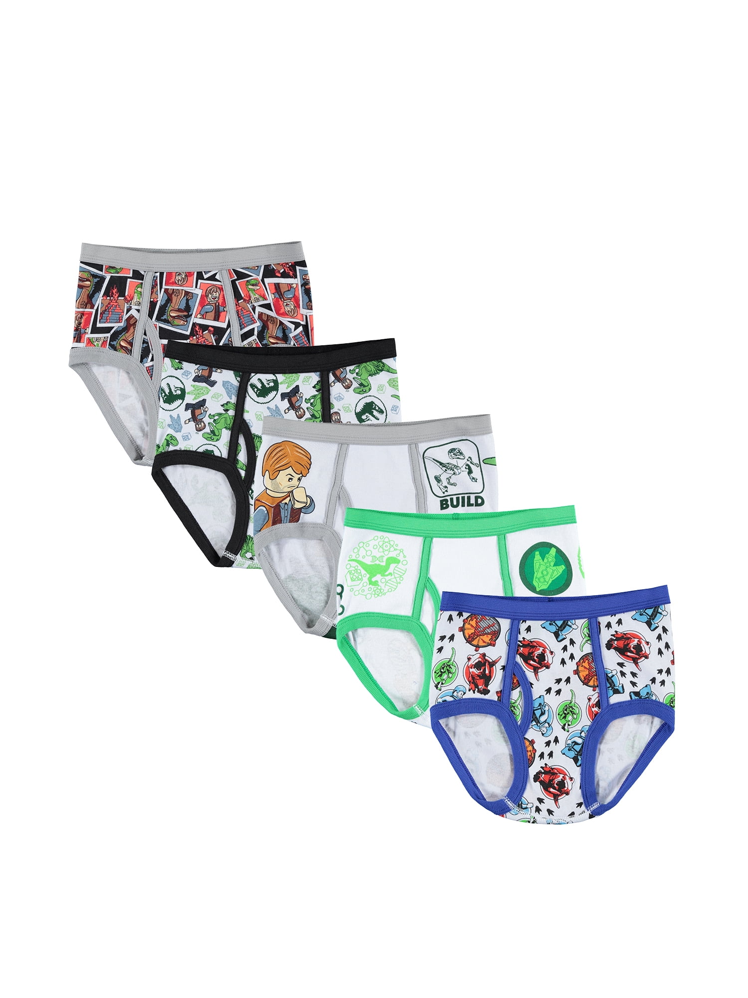 LEGO Jurassic World Little Boys & Big Boys Briefs Underwear, 5 Pack ...