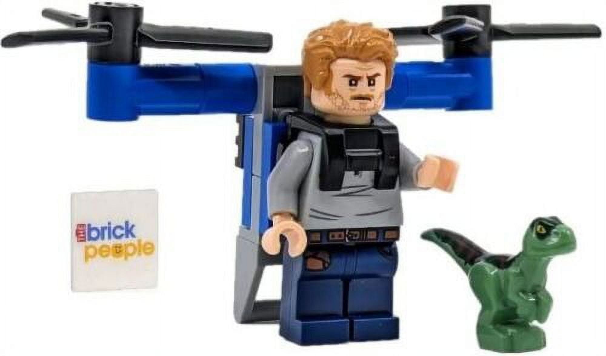 LEGO Jurassic World Owen Grady Minifigure, Jetpack, Baby Raptor, Brick ...