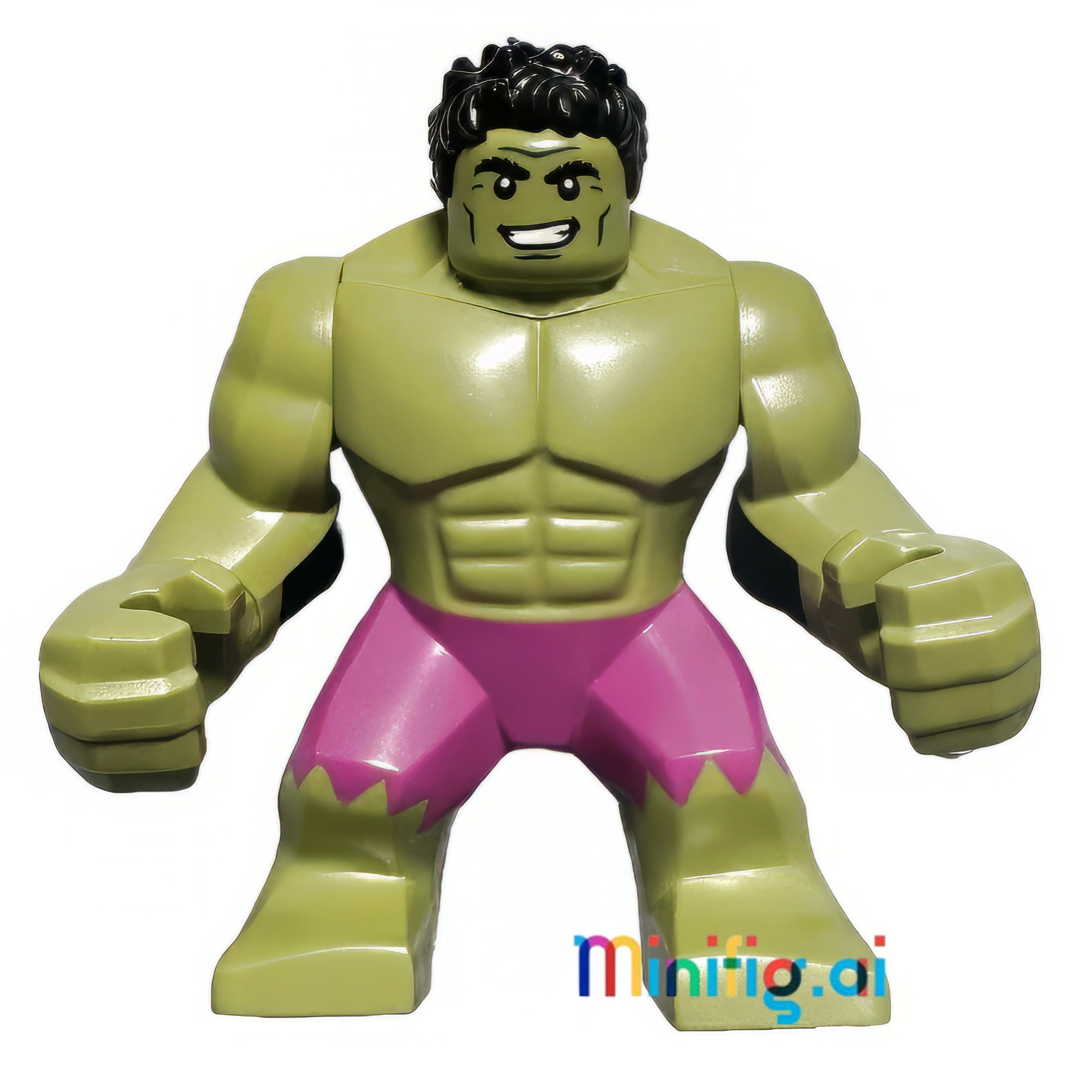 LEGO Marvel Super Heroes Hulk Minifigure with Black Hair in Magenta ...